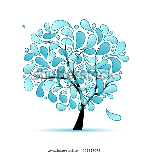 Art Tree Water Drops Your Design Stock Vector (Royalty Free) 221518075