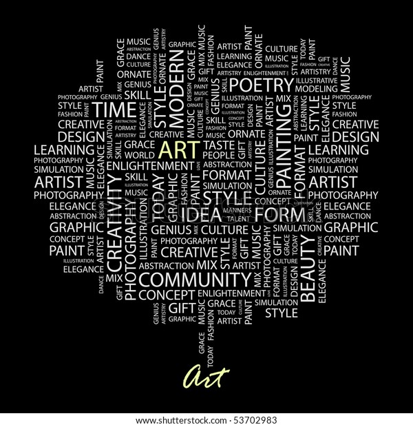 Art Word Collage On Black Background Stock Vector (Royalty Free) 53702983