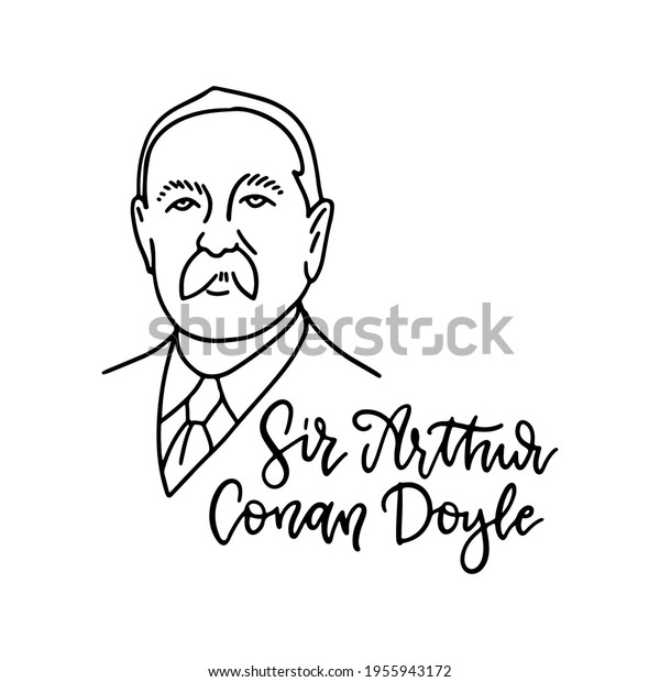 Arthur Conan Doyle Linear Sketch Portrait Stock Vector (Royalty Free ...