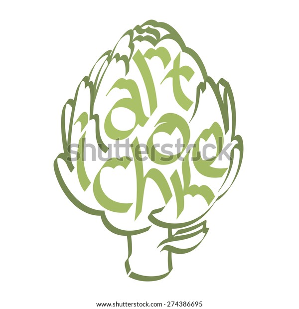 Artichoke Calligraphy Typography Vegetable Calligraphy Vegetable Stock ...