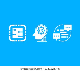 Artificial Intelligence Concept Icons Blue Background Stock Vector ...