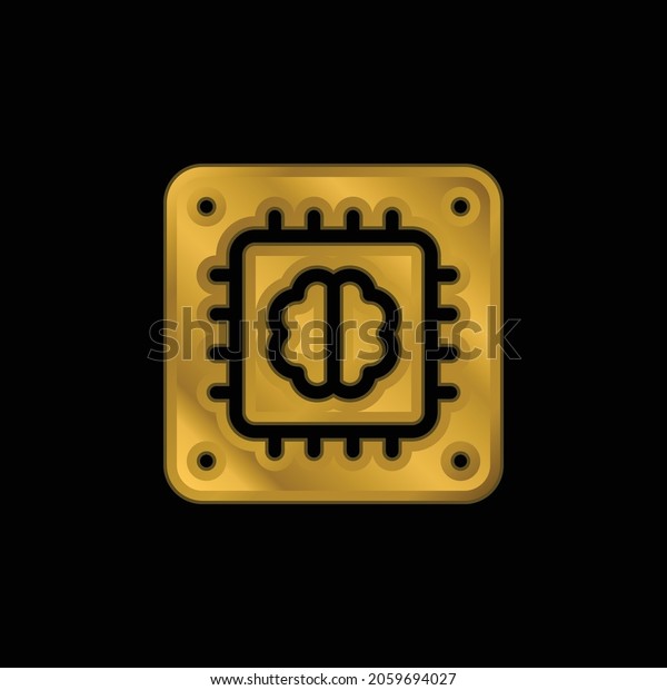 Artificial Intelligence Gold Plated Metalic Icon Stock Vector (Royalty ...