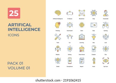 Artificial Intelligence Icons Collection Set Contains Stock Vector ...