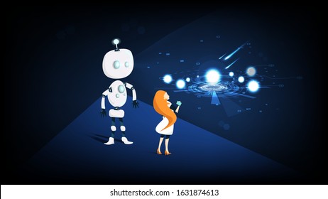 Artificial Intelligence Robot Astronaut Galaxy Space Stock Vector ...
