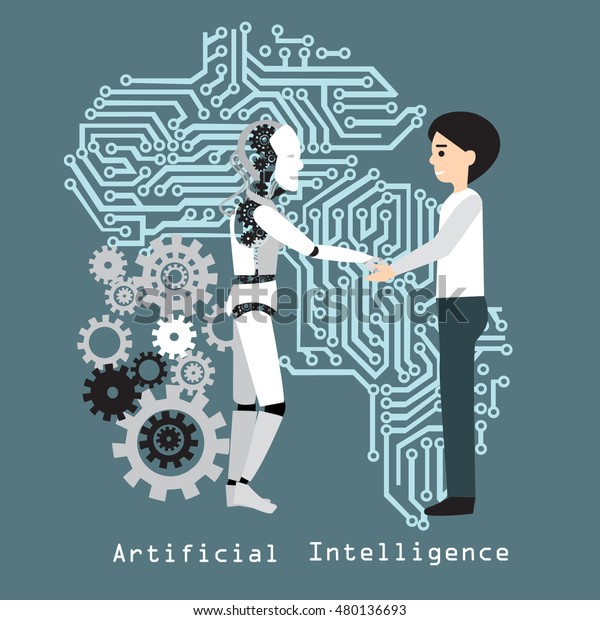 Artificial Intelligence Robot Handshake Concept Flat Stock Vector ... Artificial Intelligence Robot Handshake Concept Flat Stock Vector ...