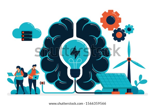 Artificial Intelligence Smart Green Energy Artificial Stock Vector ...
