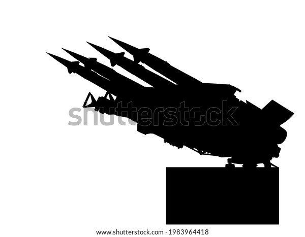 Artillery rocket launcher vector silhouette illustration. Rocket ...
