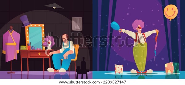 Artist Dressing Room Cartoon Composition Happy Stock Vector (Royalty ...