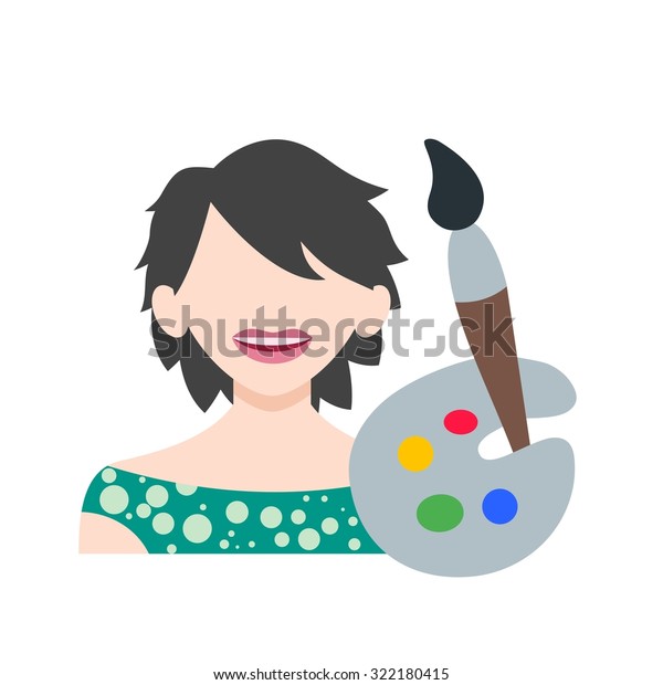 Artist Painter Female Icon Vector Image Stock Vector (Royalty Free ...