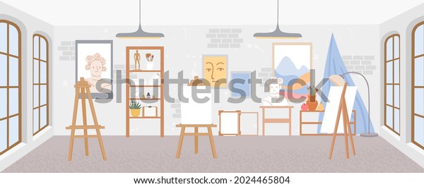 Artist Workshop Art Studio Classroom Interior Stock Vector (Royalty ...