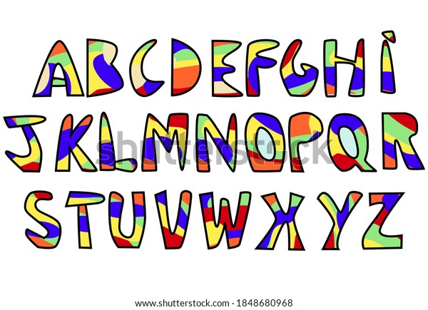 Letras artísticas coloridas en colores brillantes: vector de stock ...