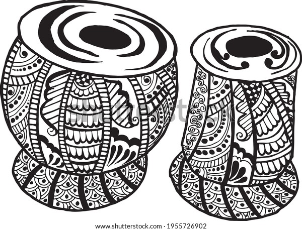 Artistic Line Drawing Indian Classical Music Stock Vector (Royalty Free ...