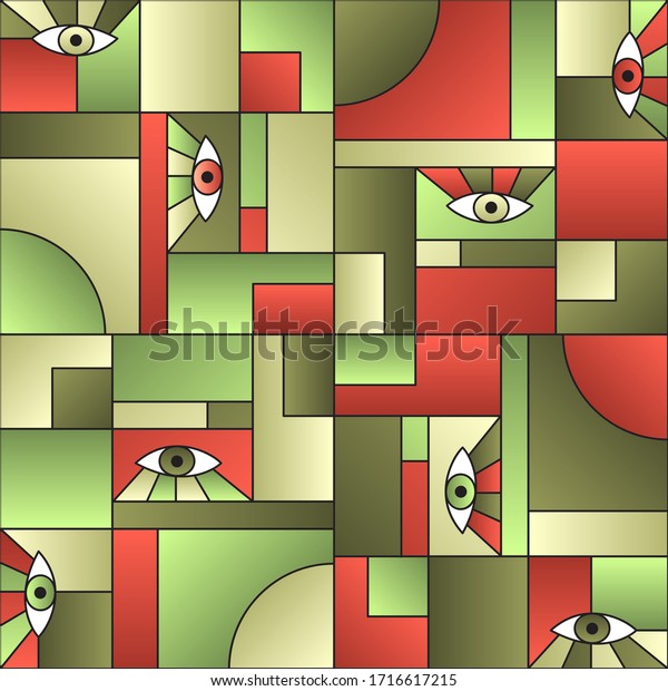 Artistic Pattern Eyes Geometric Shapes Grid Stock Vector (Royalty Free ...