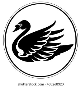 Artistic Vector Swan On Round Frame Stock Vector (Royalty Free ...