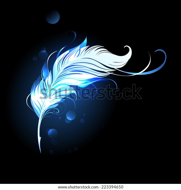 Artistically Painted Bright Blue Feather On Stock Vector (Royalty Free ...
