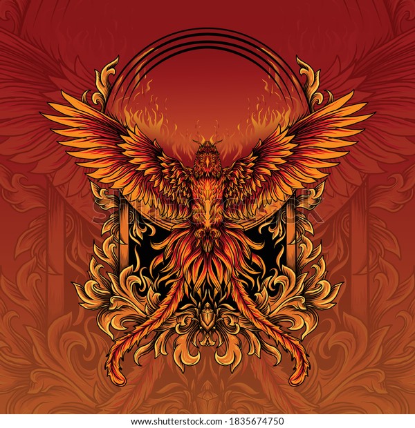 Artwork Illustration Tshirt Design Phoenix Engraved Stock Vector ...