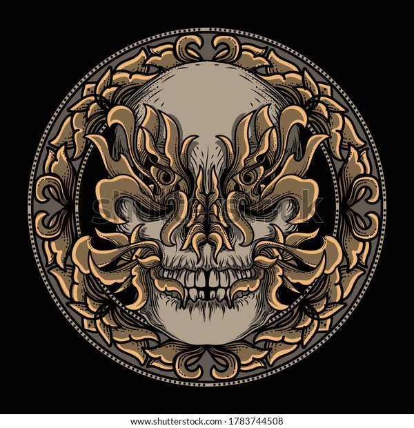 Artwork Illustration Tshirt Design Skull Circle Stock Vector (Royalty ...