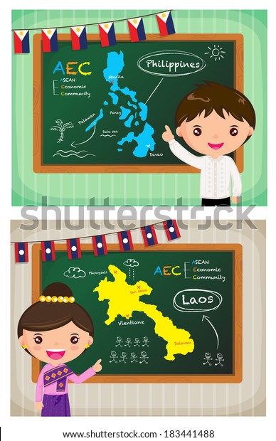 Asean Classroom School Philippines Map Laos Stock Vector (Royalty Free ...