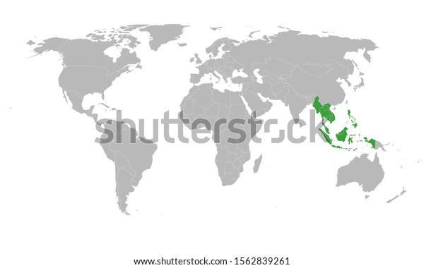 Asean Countries Highlighted Green Color On Stock Vector (Royalty Free ...