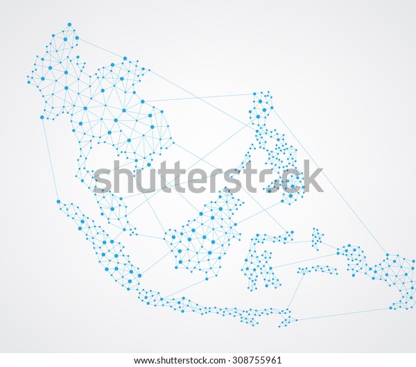 ASEAN map Network, Southeast Asia - vector illustration