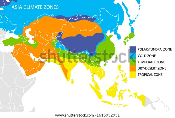 Asia Climate Zones Map Vector Geographic 库存矢量图（免版税）1615932931 ...