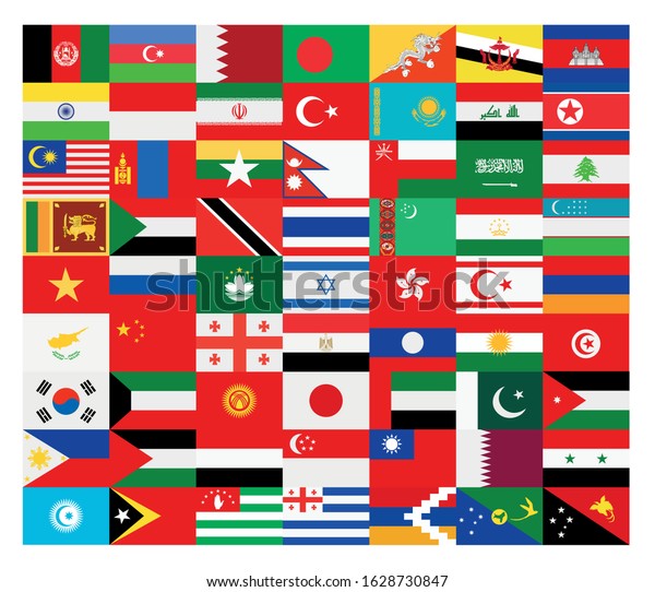 Asia flags background - All flags are organized by layers with each ...