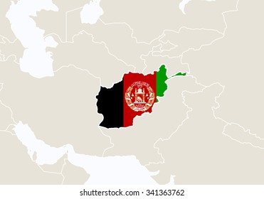 Asia Highlighted Afghanistan Map Vector Illustration Stock Vector ...