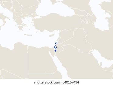 Asia Highlighted Israel Map Vector Illustration Stock Vector (Royalty ...