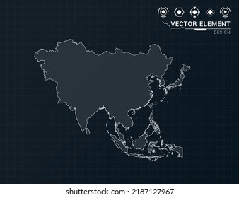 Asia Map Black Digital Frame Hud Stock Vector (Royalty Free) 2187127967 ...