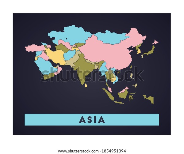 Asia Map Continent Poster Regions Shape Stock Vector (Royalty Free ...