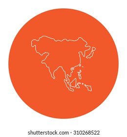 Asia Map Flat Outline White Pictogram Stock Vector (Royalty Free ...