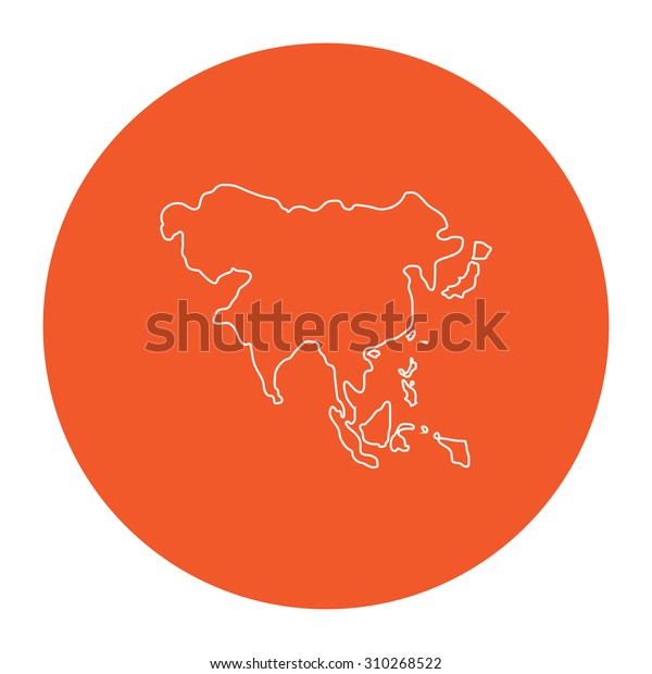 Asia Map Flat Outline White Pictogram Stock Vector (Royalty Free ...