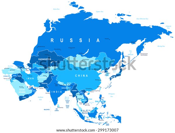 Asia Map Highly Detailed Vector Illustration Stock Vector (Royalty Free ...