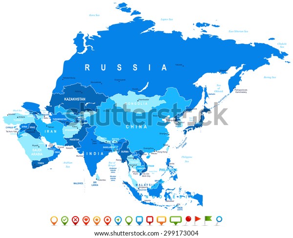 Asia Map Navigation Icons Illustration Stock Vector (Royalty Free ...