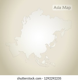 Asia Map Old Paper Background Vector Stock Vector (Royalty Free ...