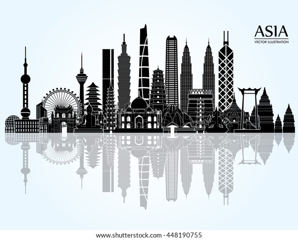 Asia Skyline Detailed Silhouette Vector Illustration Stock Vector ...