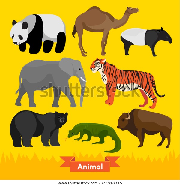 Asian Animals Vector Design Illustration Stock Vector (Royalty Free ...
