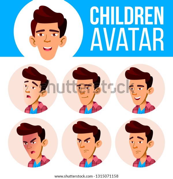 Asian Boy Avatar Set Kid Vector Stock Vector (Royalty Free) 1315071158