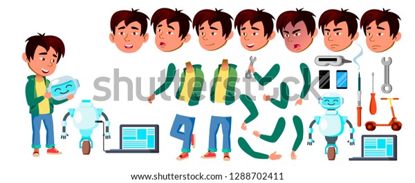 Asian Boy Schoolboy Kid Vector Primary Stock Vector (Royalty Free ...