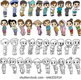 Asian Cartoon Characters Stock Vector (Royalty Free) 646331914 ...