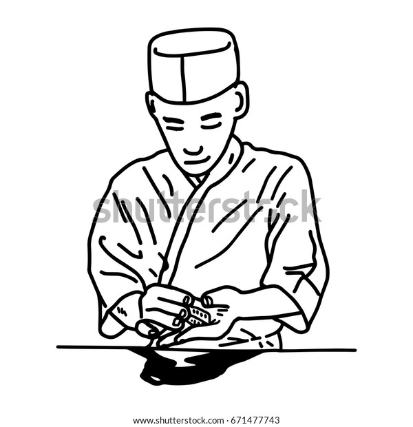 Asian Chef Making Sushi Restaurant Vector Stock Vector (Royalty Free ...