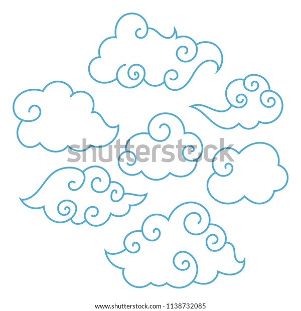 Asian Clouds Outline Set 7 Asian 스톡 벡터(로열티 프리) 1138732085 | Shutterstock