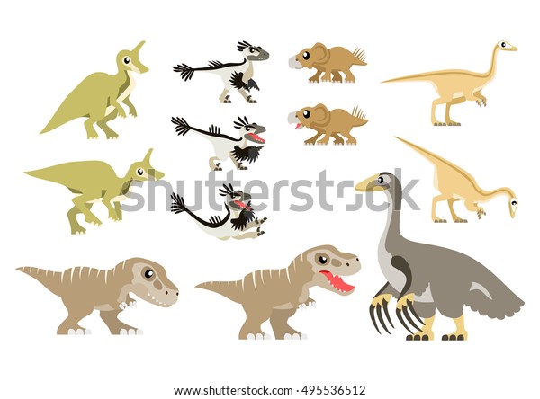 Asian Cretaceous Dinosaurs Vector Containing Tsintaosaurus Stock Vector ...