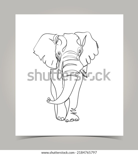 Asian Elephants Line Art Vector Drawing: vetor stock (livre de direitos ...