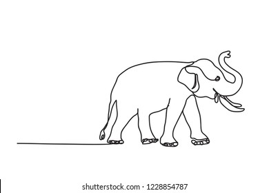Asian Elephants Line Drawing Stylevector Design Stock Vector (Royalty ...