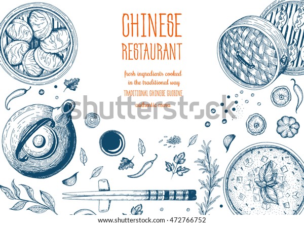 Asian Food Frame Linear Graphic Vector Stock Vector (Royalty Free ...