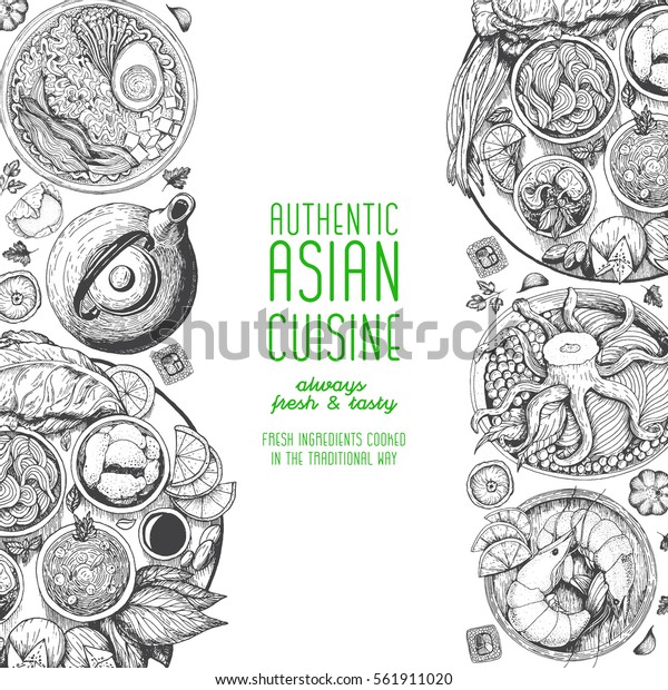 Asian Food Frame Menu Design Template Stock Vector (Royalty Free ...