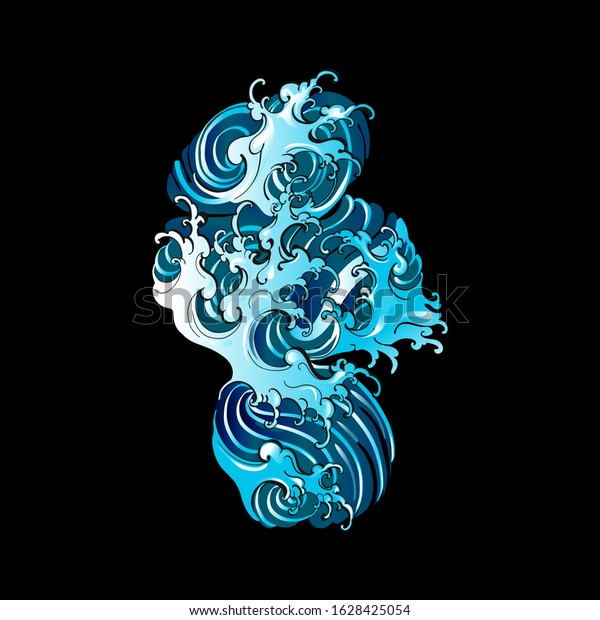 Asian Illustration Ocean Waves Isolated On Stock Vector (Royalty Free ...