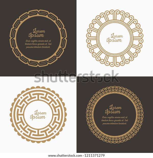 Asian Round Ornament Pattern Mongolian Traditional Stock Vector ...