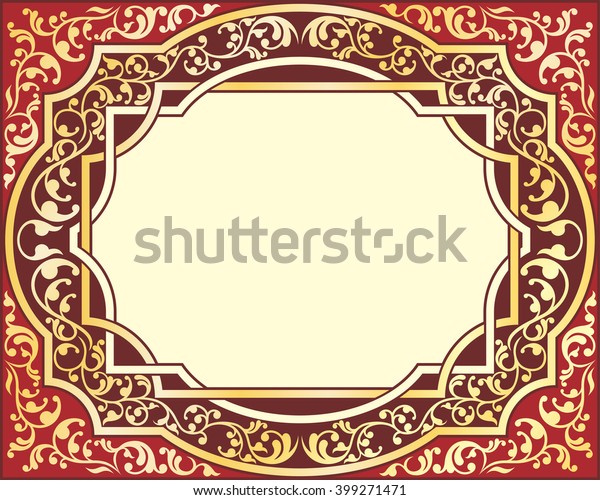 Asian Style Frame Oriental Background Gold Stock Vector (Royalty Free ...